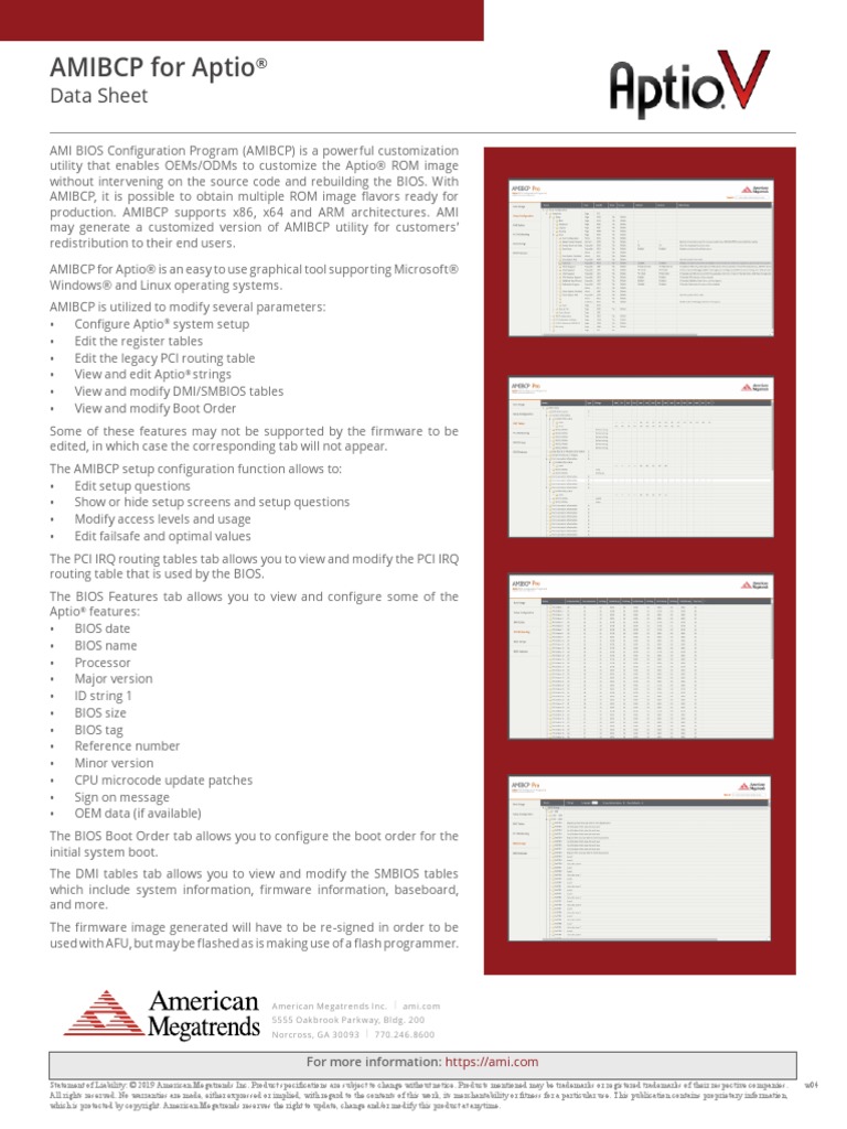 AMIBCP For Aptio: Data Sheet | PDF | Bios | Booting