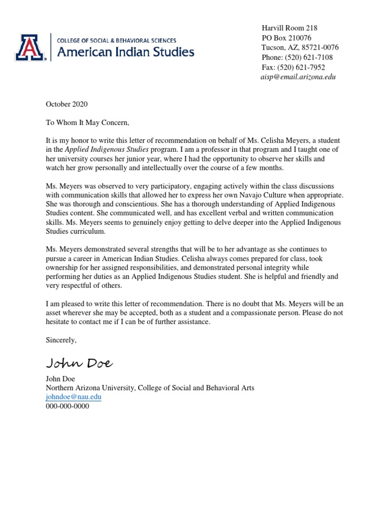 Chaplain Letter Of Recommendation Example