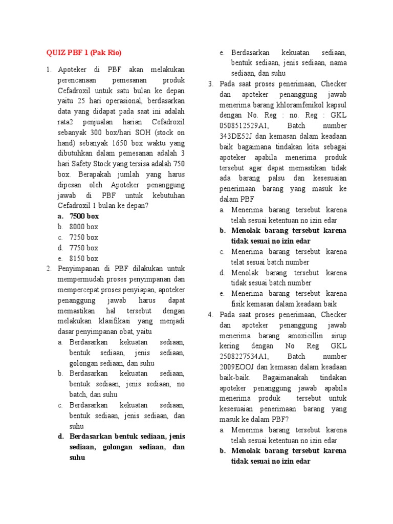 Kuis Kefarmasian Uas | PDF