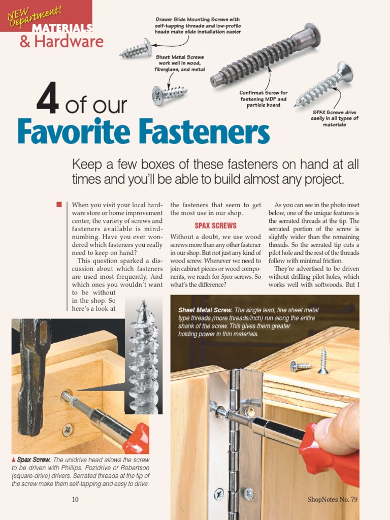 4 of Our Favorite Fasteners | PDF | Screw | Crafts