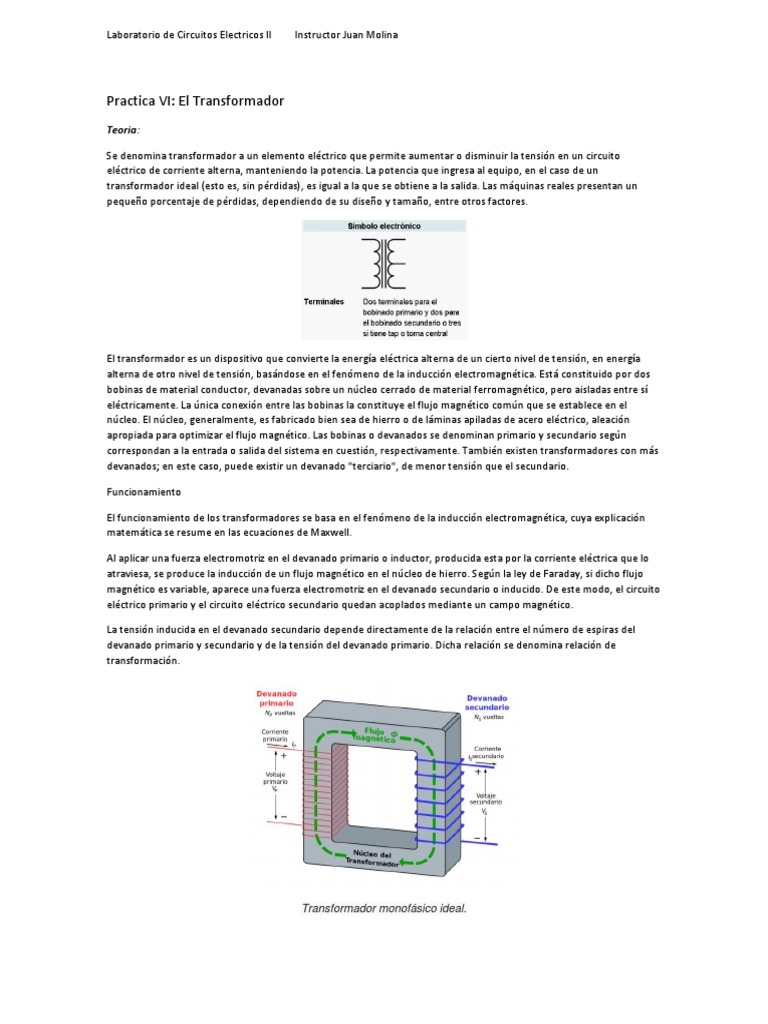 Practica VI Transformadores | PDF | Transformador | Inductor
