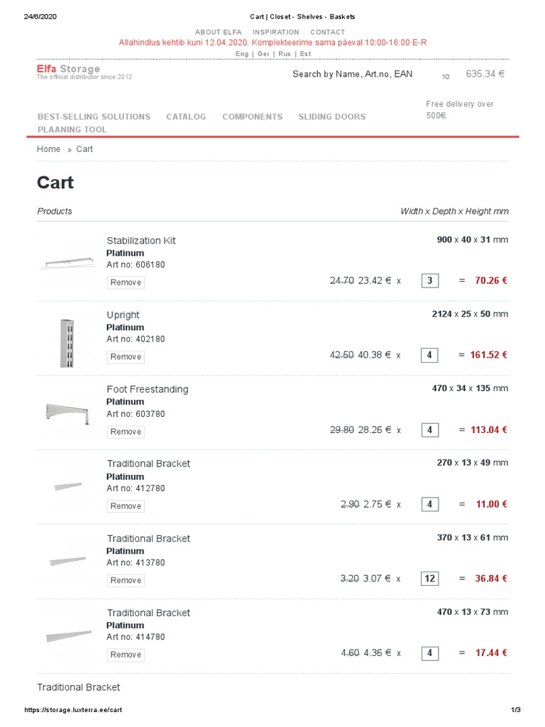 Elfa Cart - Closet - Shelves - Baskets | PDF | Computing | Business