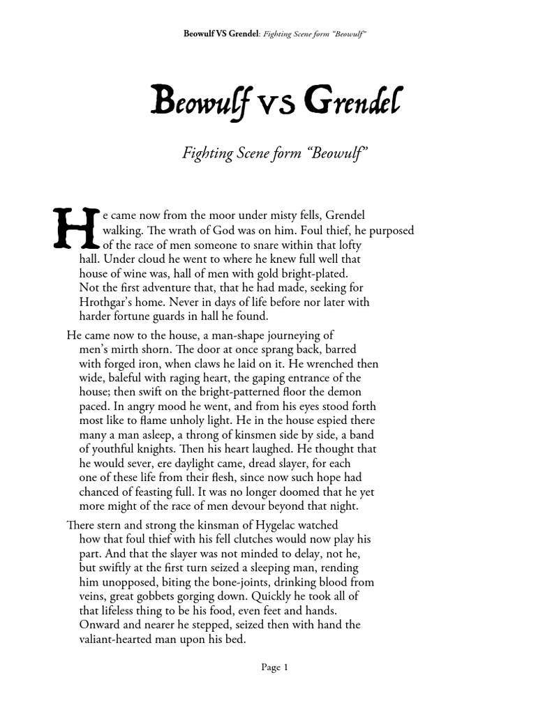 Beowulf Defeats Grendel in an Epic Battle | PDF | Beowulf | Germanic ...