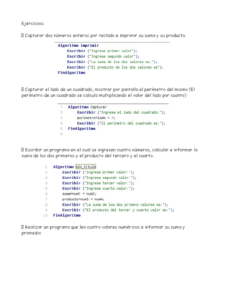 Pseint Ejercicios - Daniela Gómez. | PDF