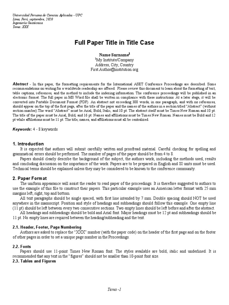 Full Paper Title in Title Case: Name Surname | PDF