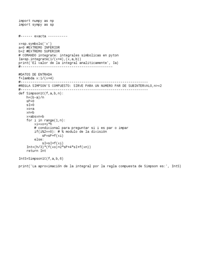 Regla de Simpson Compuesta | PDF