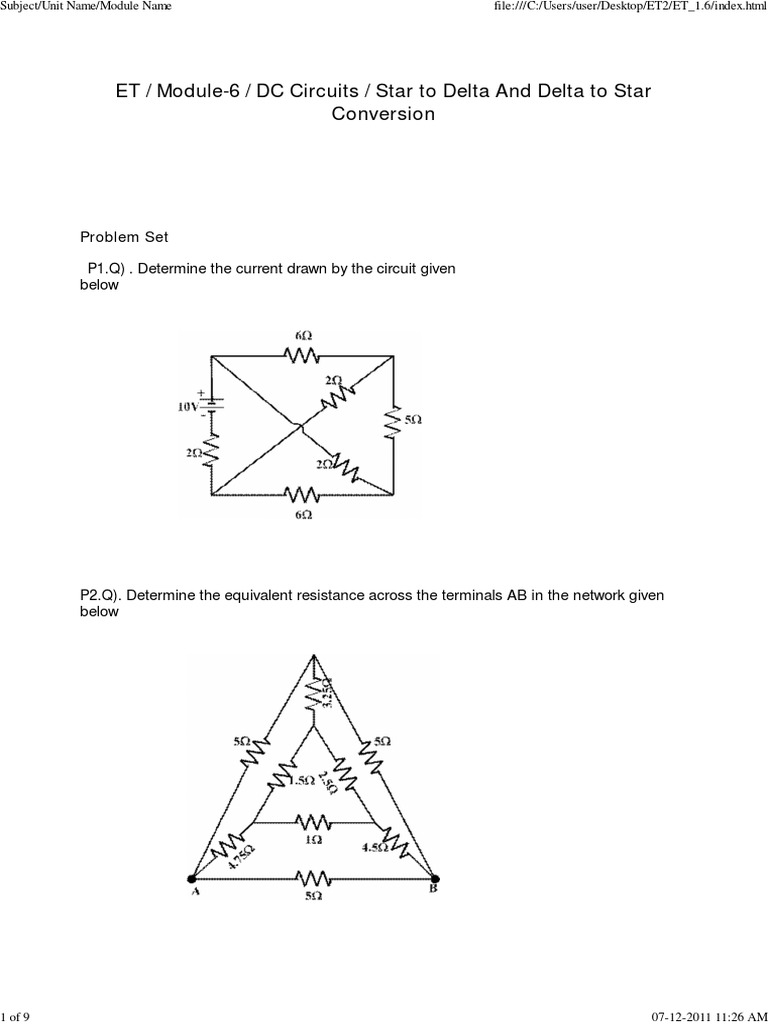 ET / Module-6 / DC Circuits / Star To Delta and Delta To Star ...