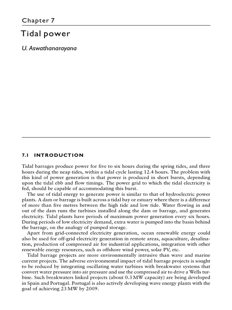 Chapter 7. Tidal Power | PDF | Tide | Hydroelectricity
