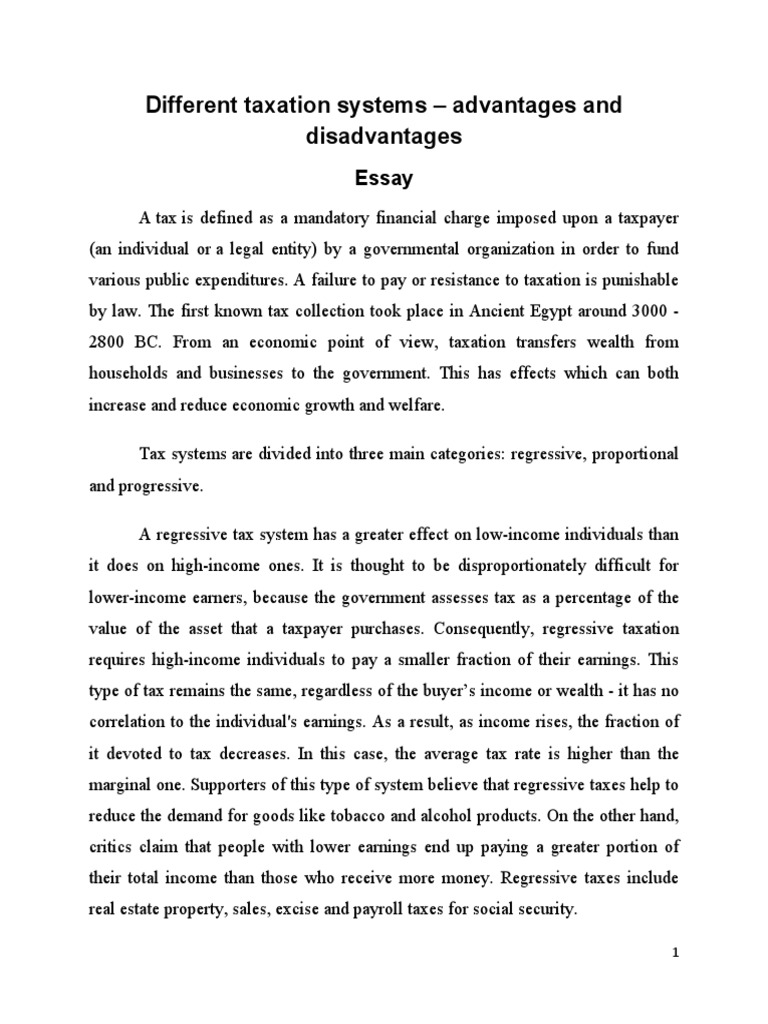 Different Taxation Systems - Advantages and Disadvantages | PDF ...