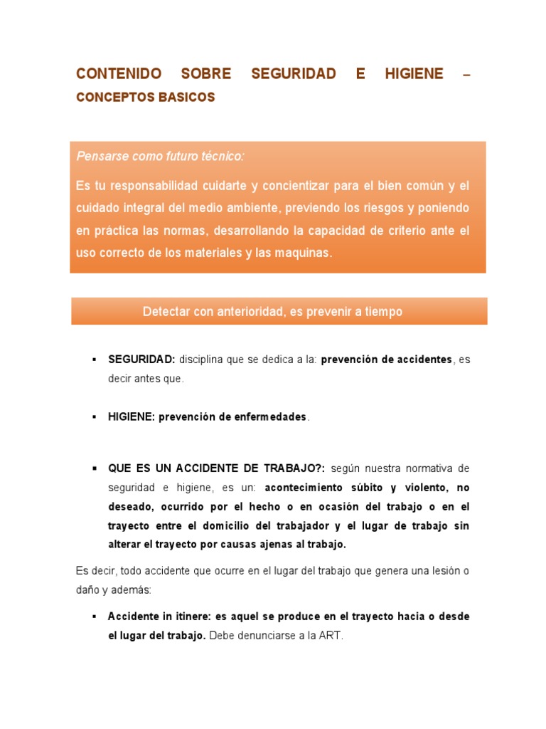 Seguridad e Higiene | PDF