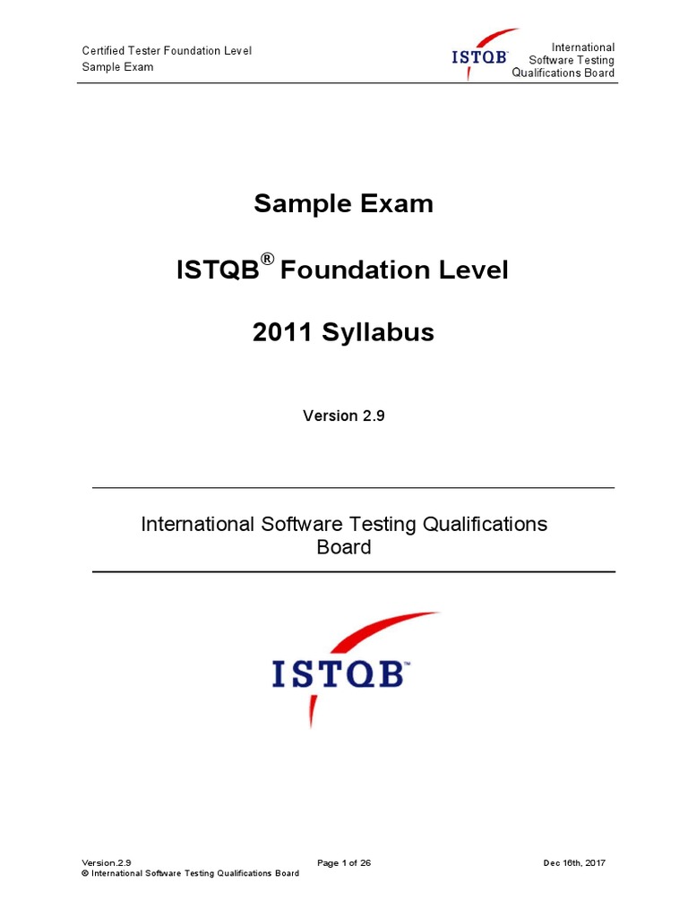 Sample Exam Istqb Foundation Level 2011 Syllabus: International ...