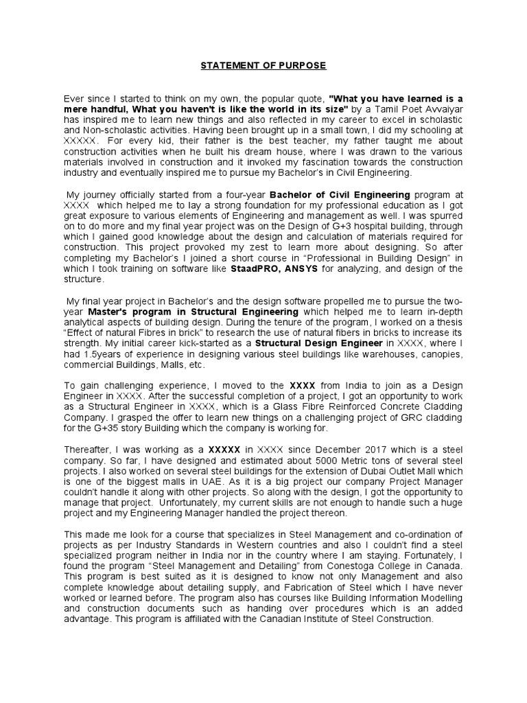 Statement of Purpose | PDF | Engineering | Economic Sectors