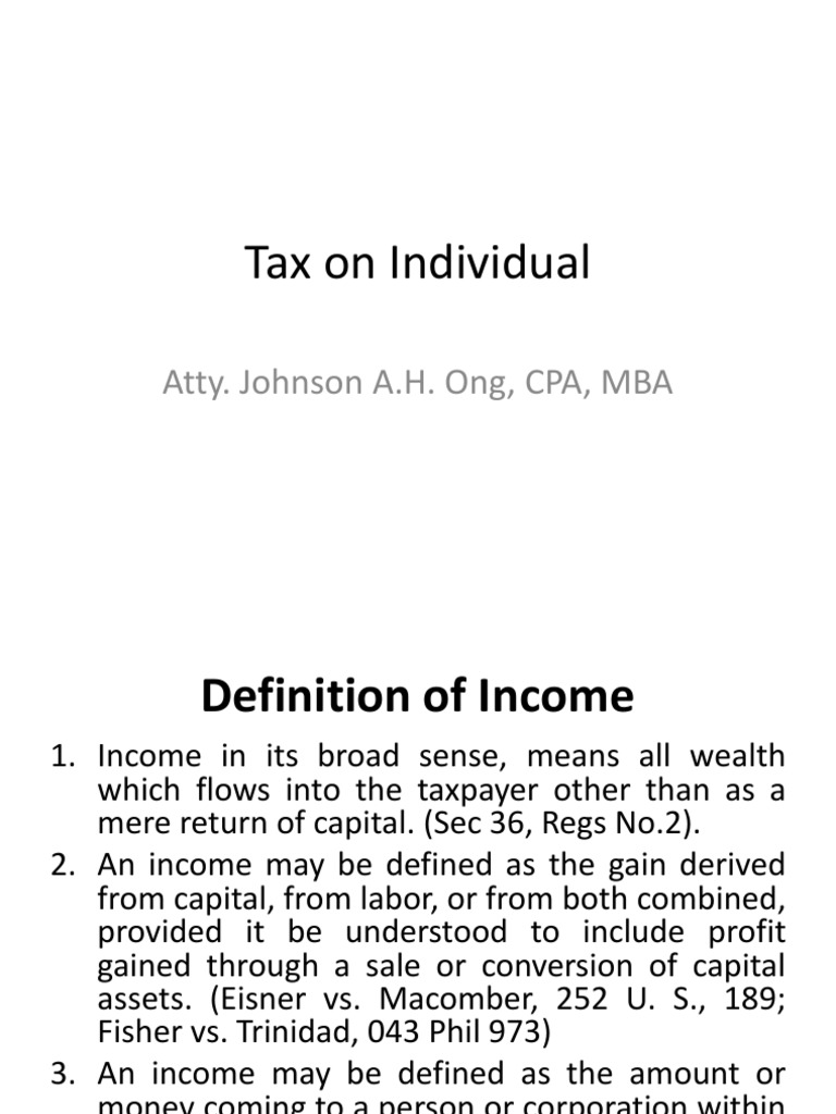 Classification and Taxation of Individual Taxpayers | PDF | Tax ...