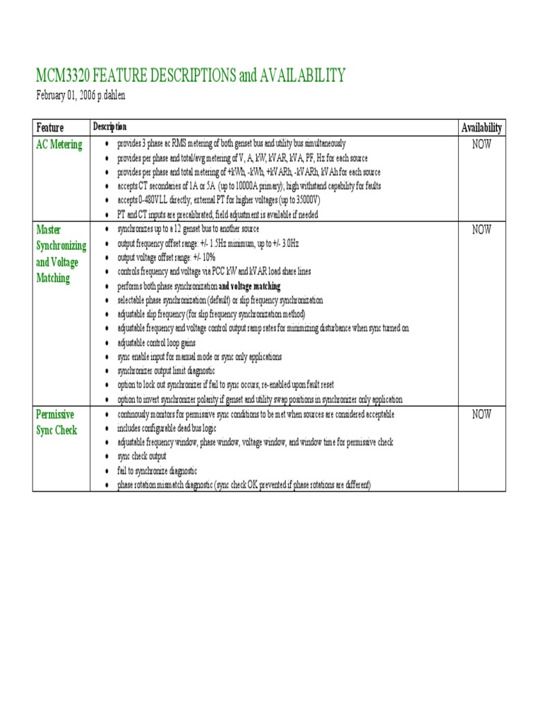 6 MCM3320 Feature Summary | PDF | Real Time Computing | Programmable ...