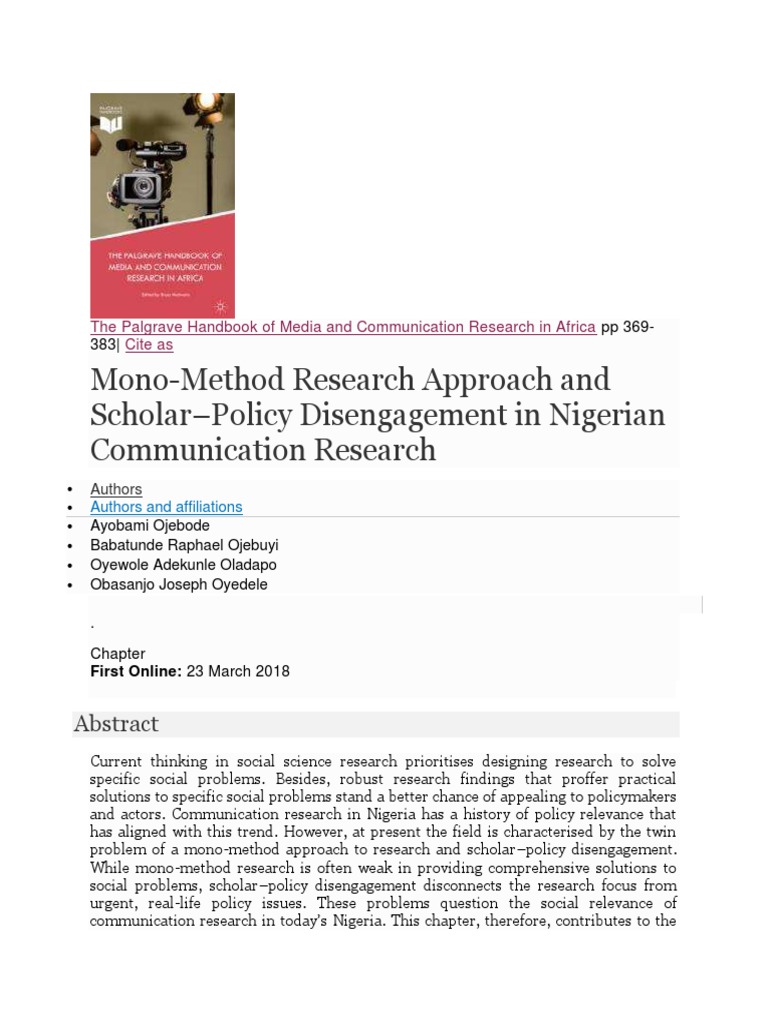 Mono Method Research Approach and Schola | PDF | Social Science | Art
