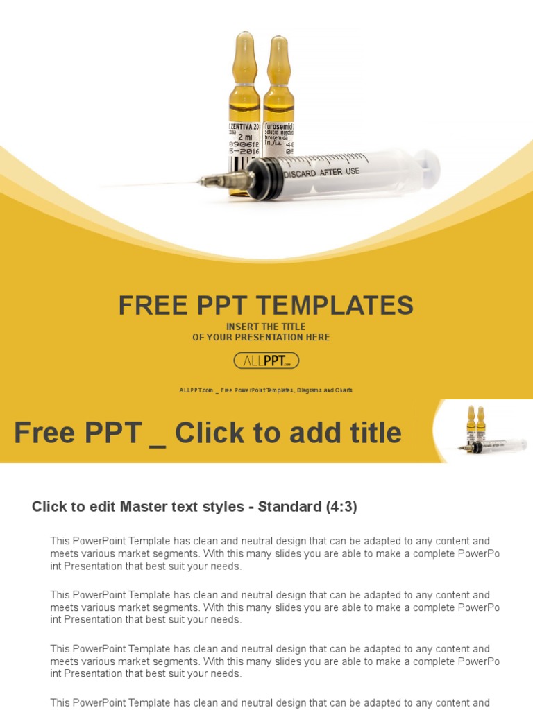 Syringe With Needle and Brown Ampoule PowerPoint Templates Standard | PDF