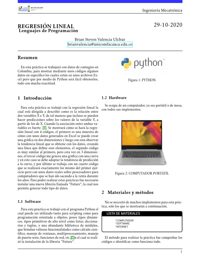 Regresion Lineal | PDF | Python (lenguaje de programación) | Software