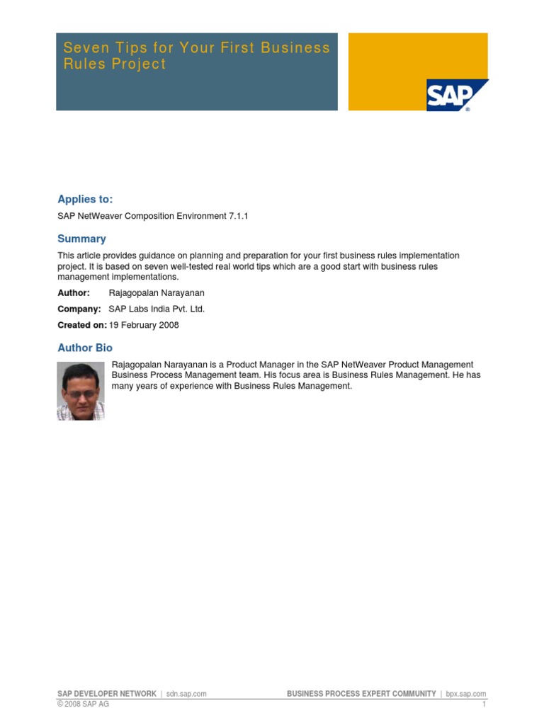 Seven Tips For Your First Business Rules Project | PDF | Data Model ...