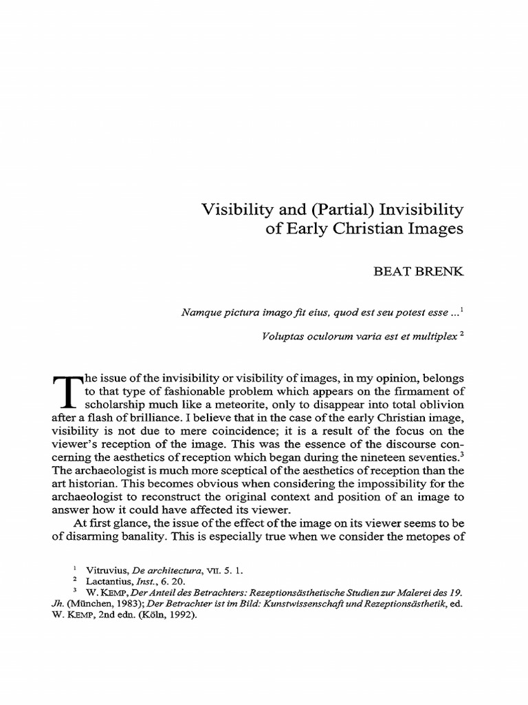 Visibility and (Partial) Invisibility o F Early Christian Images | PDF ...