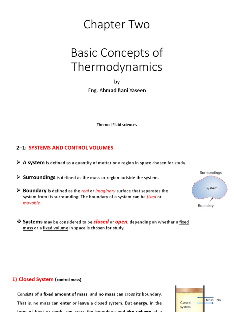Chapter Two (Basic Concepts of Thermodynamics) | PDF | Pressure ...