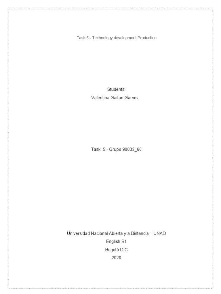 Task 5 - Technology Development Production | PDF