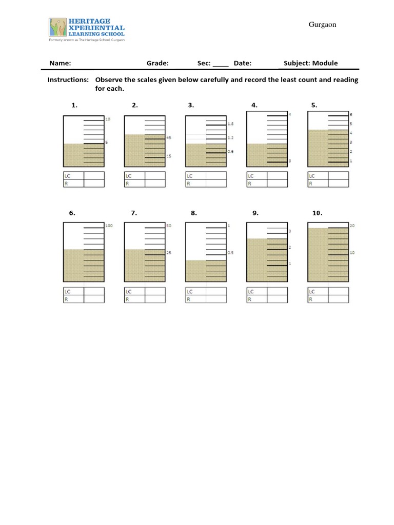 Least Count-Worksheet (2020-21) PDF | PDF