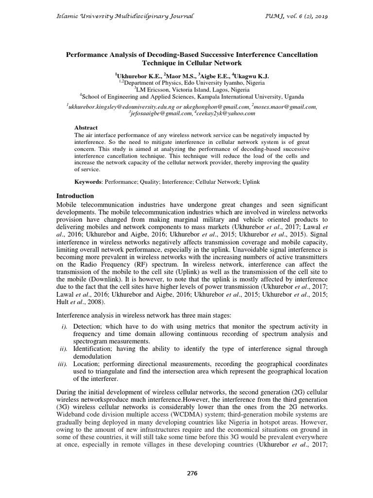 Performance Analysis of Decoding-Based Successive Interference Cancellation Technique in ...