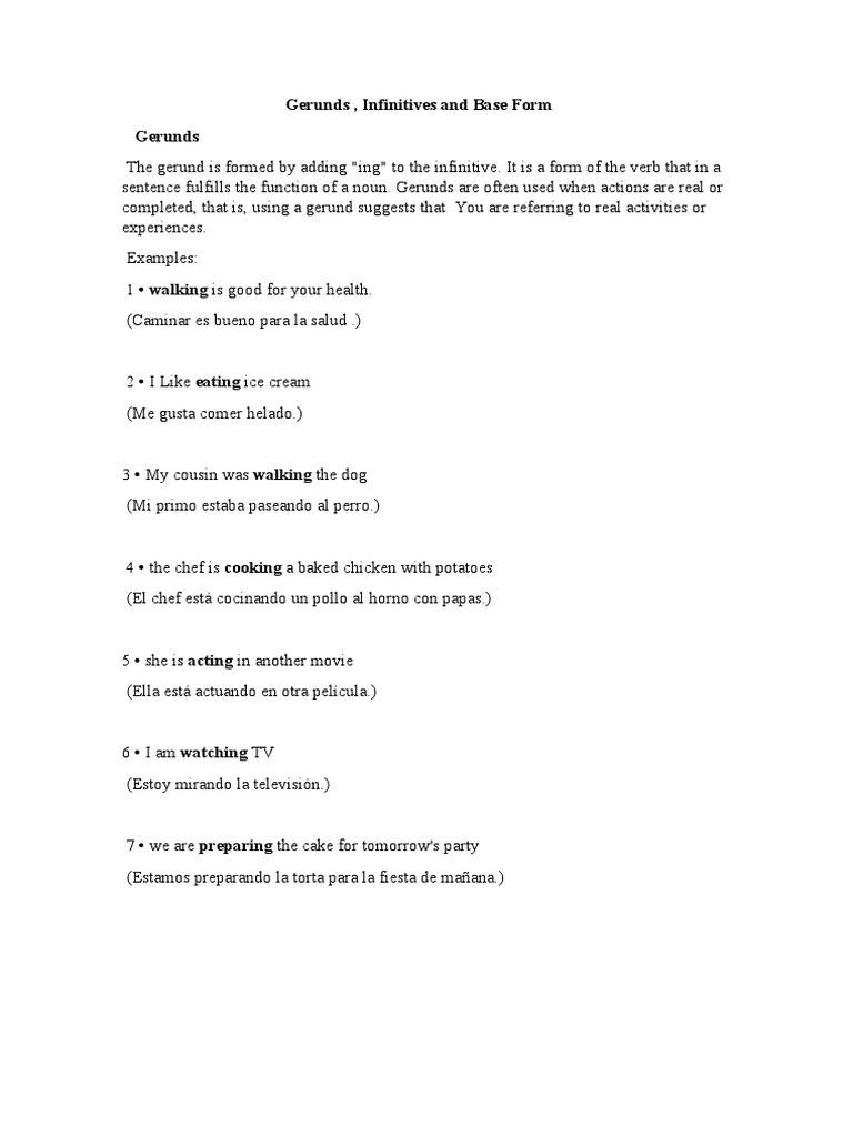 Gerunds, Infinitives and Base Form | PDF