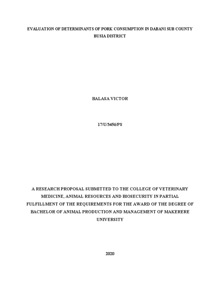 Factors Influencing Pork Consumption in Dabani Sub County, Busia ...