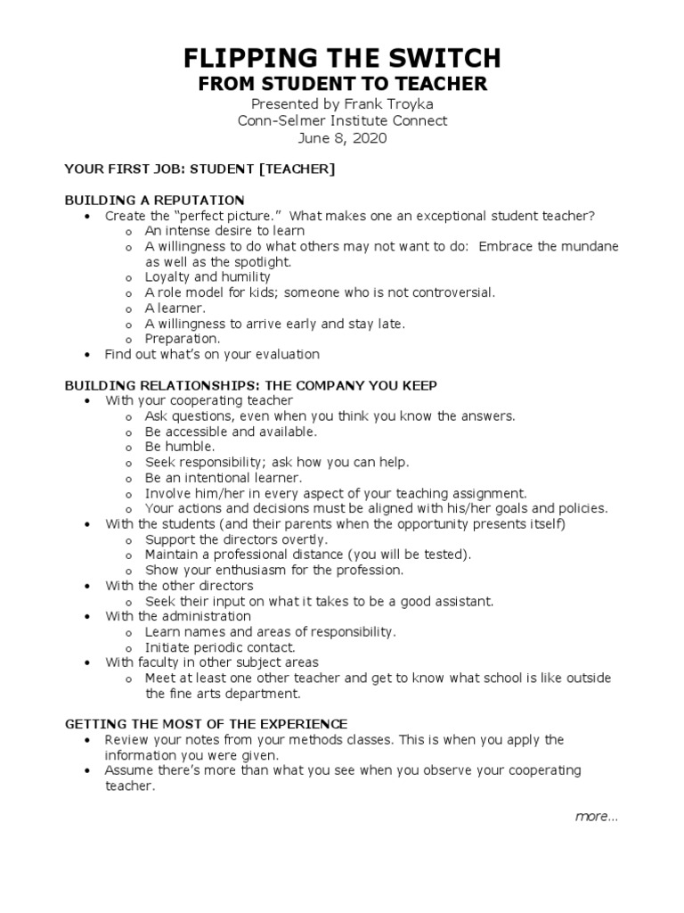 Flipping The Switch Csic 2020 Handout | PDF | Teachers | Pedagogy