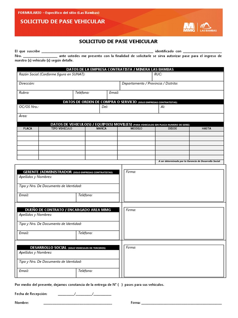 AXO-200 Solicitud de Pase Vehicular | PDF