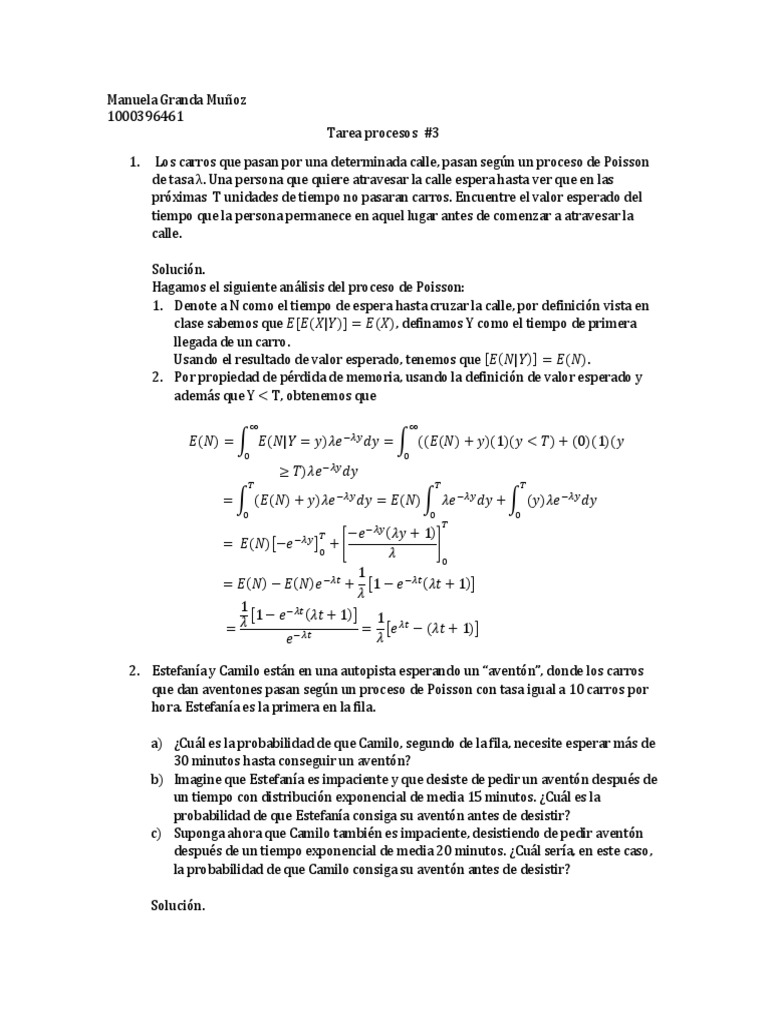 Esperanza y Probabilidades en Procesos de Poisson | PDF | Distribución ...