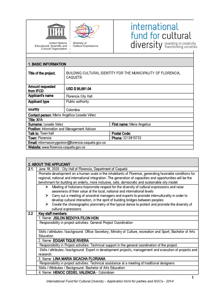 Cultural Identity Project 2020 - IFCD | PDF | Per Diem | Non ...