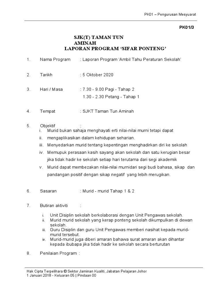 LAPORAN PRGM Sifar Ponteng | PDF
