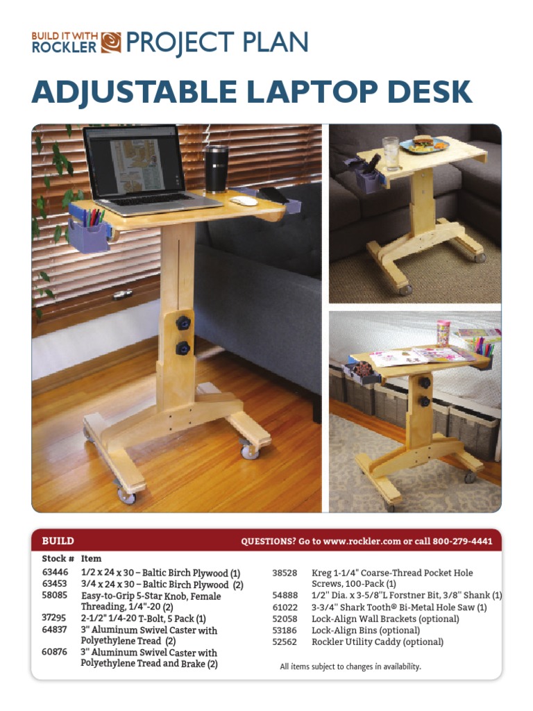 Adjustable Laptop Desk: Project Plan | Download Free PDF | Screw ...