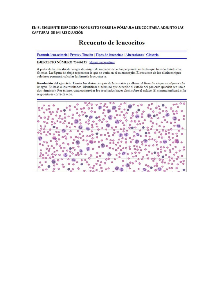 Fórmula Leucocitaria Tarea 1 | PDF