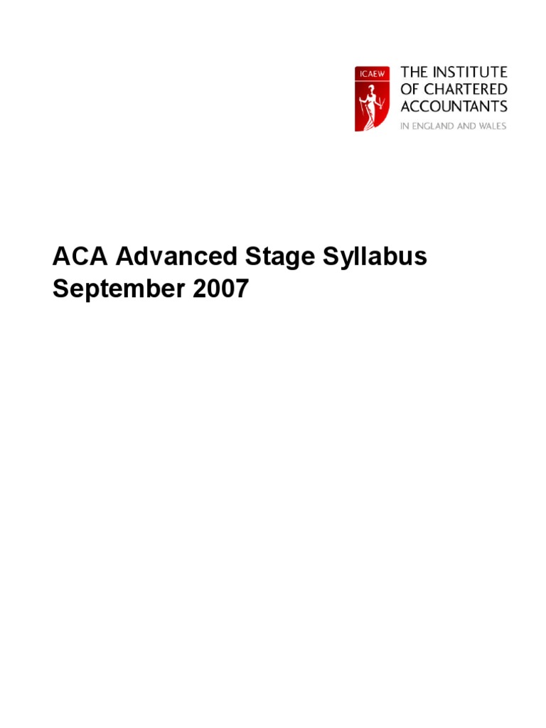 ICAEW - Advanced Stage Syllabus | PDF | Audit | Risk Management