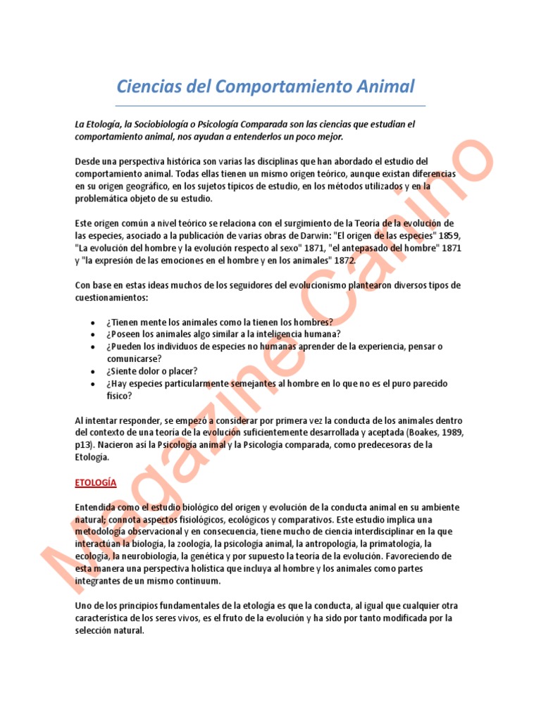 Ciencias Del Comportamiento Animal | PDF | Ciencias sociales | Relaciones personales, crianza y ...