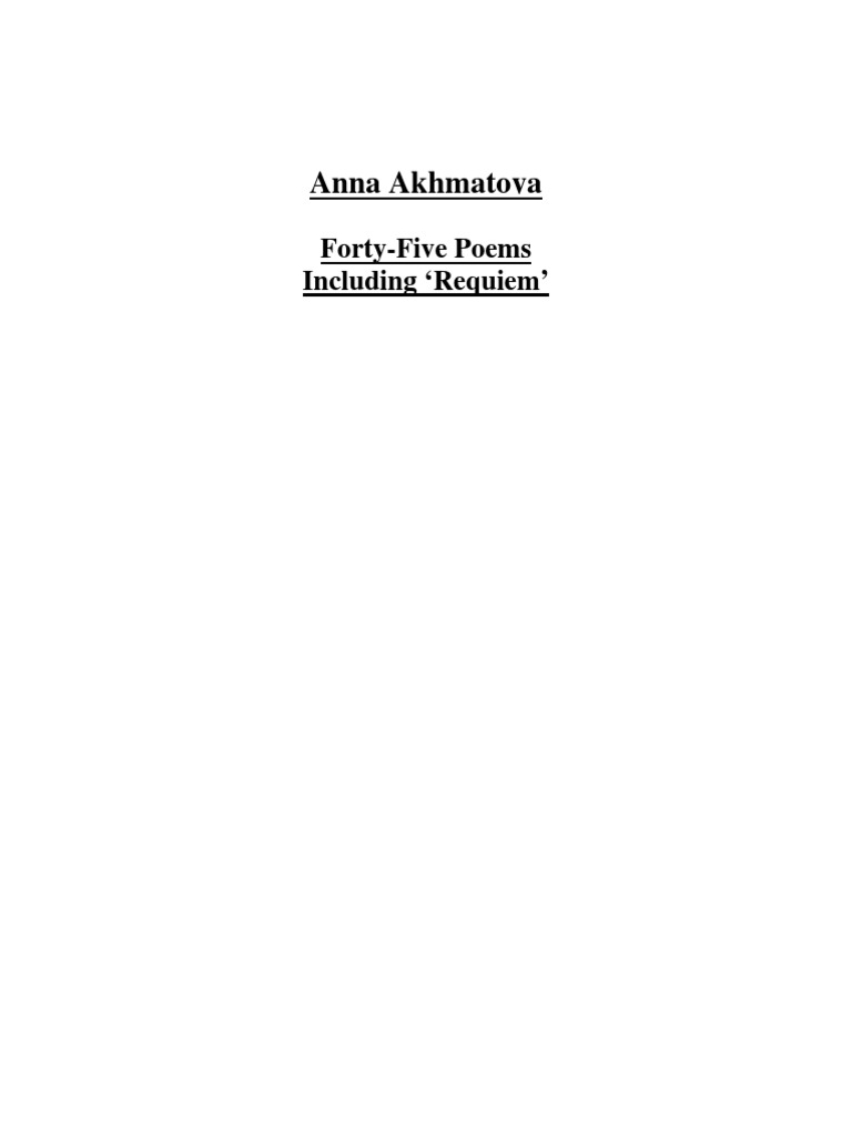 Anna Akhmatova Poems | PDF | Nature