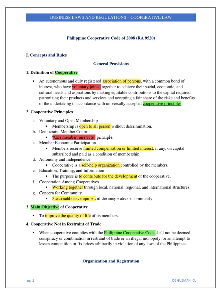 3 0 Cooperative Law Notes And Activities Pdf Pdf Cooperative