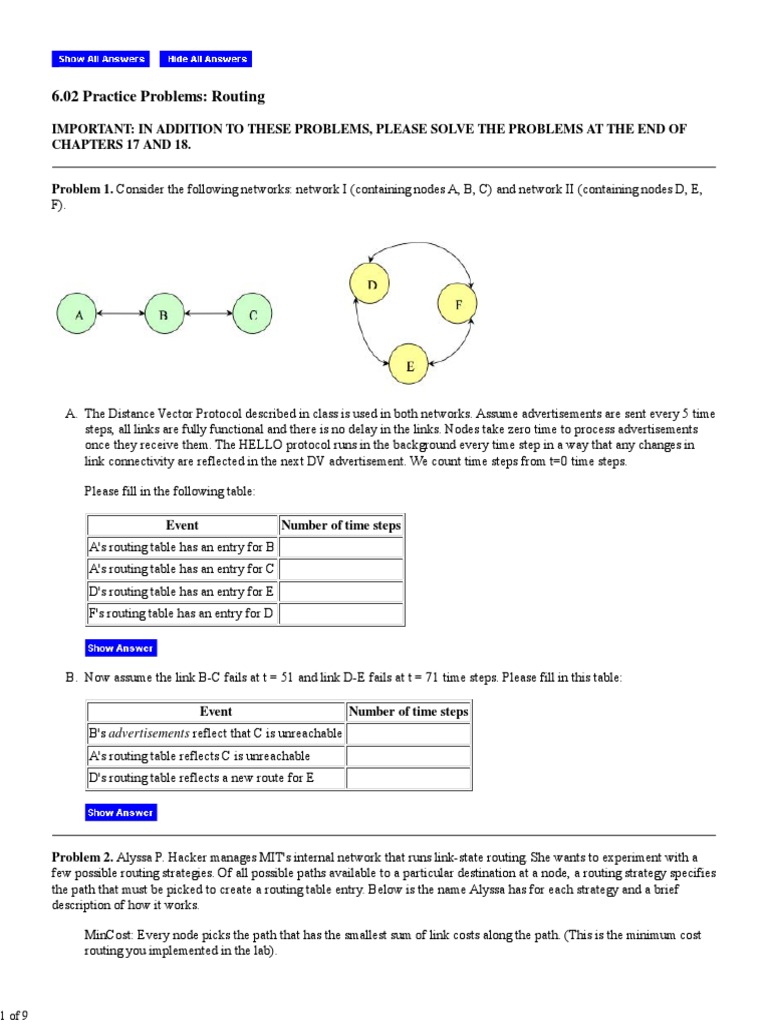 6.02 Practice Problems - Routing PDF | PDF | Routing | Data Transmission