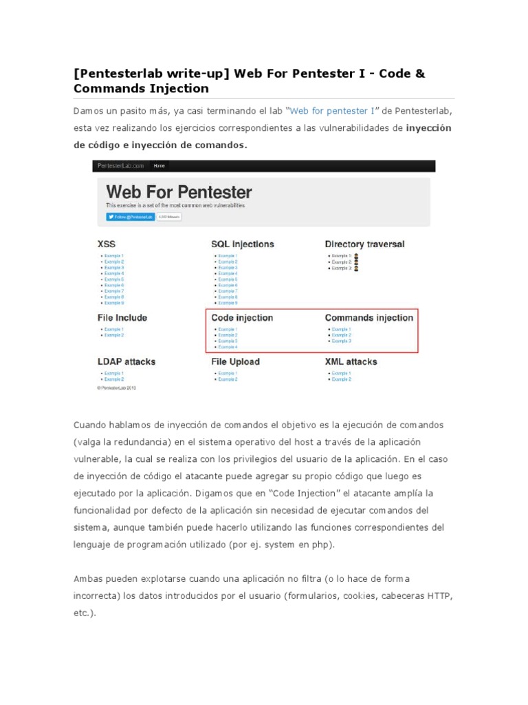 Web For Pentester I - Code & Commands Injection | PDF | Php | Servidor web