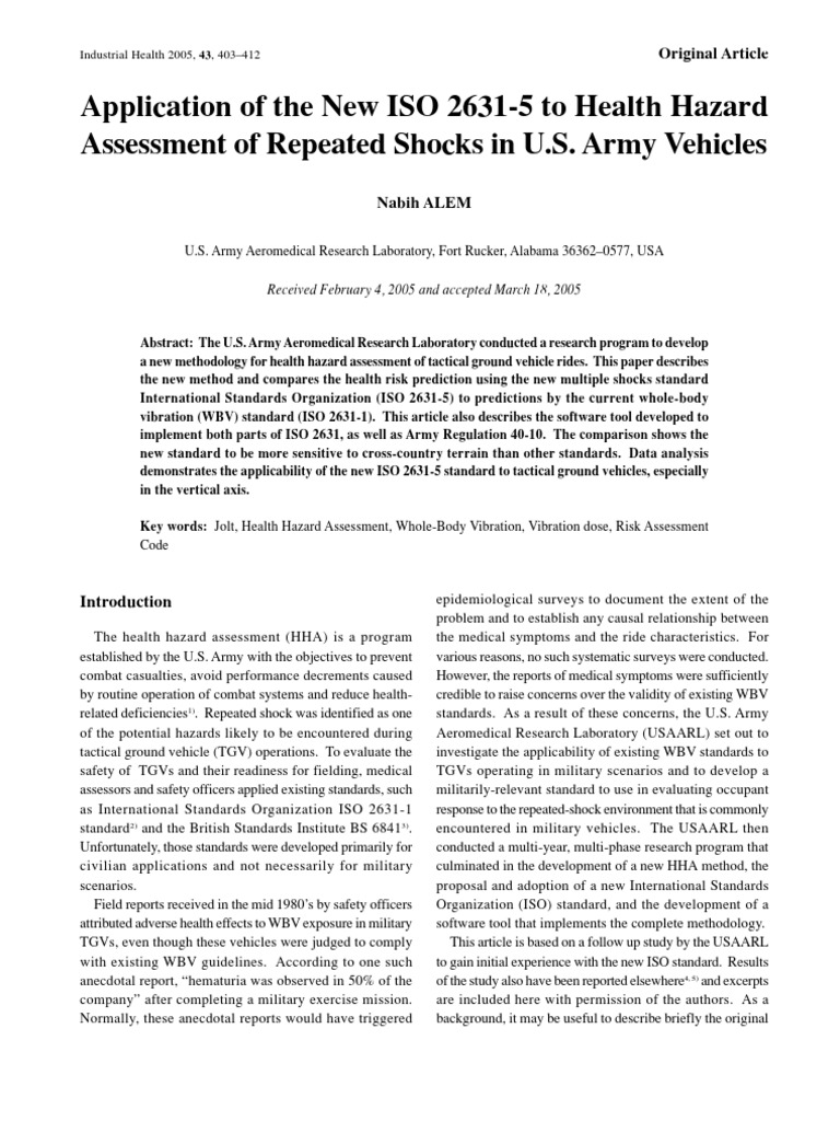 Iso 2631 | PDF | Hazards | Risk