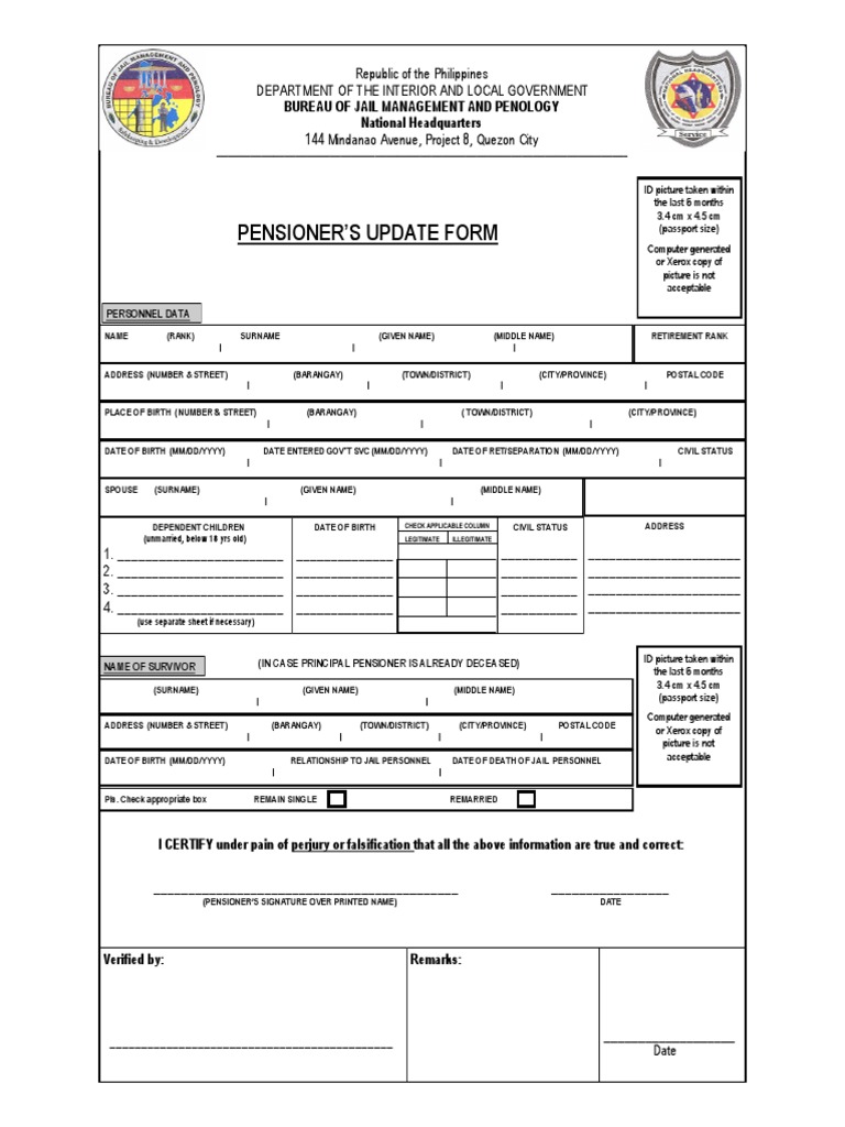 Pensioner Update Form for Deceased Principal | PDF | Computing And ...