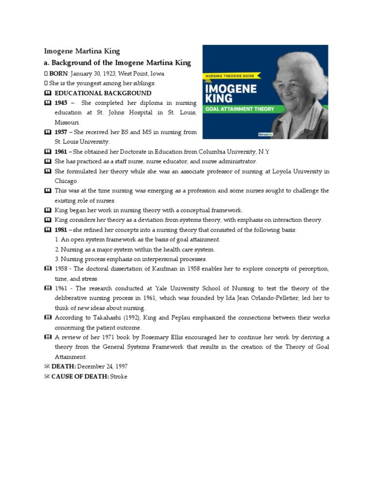 A. Background of The Imogene Martina King | PDF | Interpersonal ...