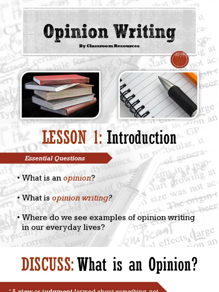 Introduction to Opinion Writing | PDF | Opinion | Essays