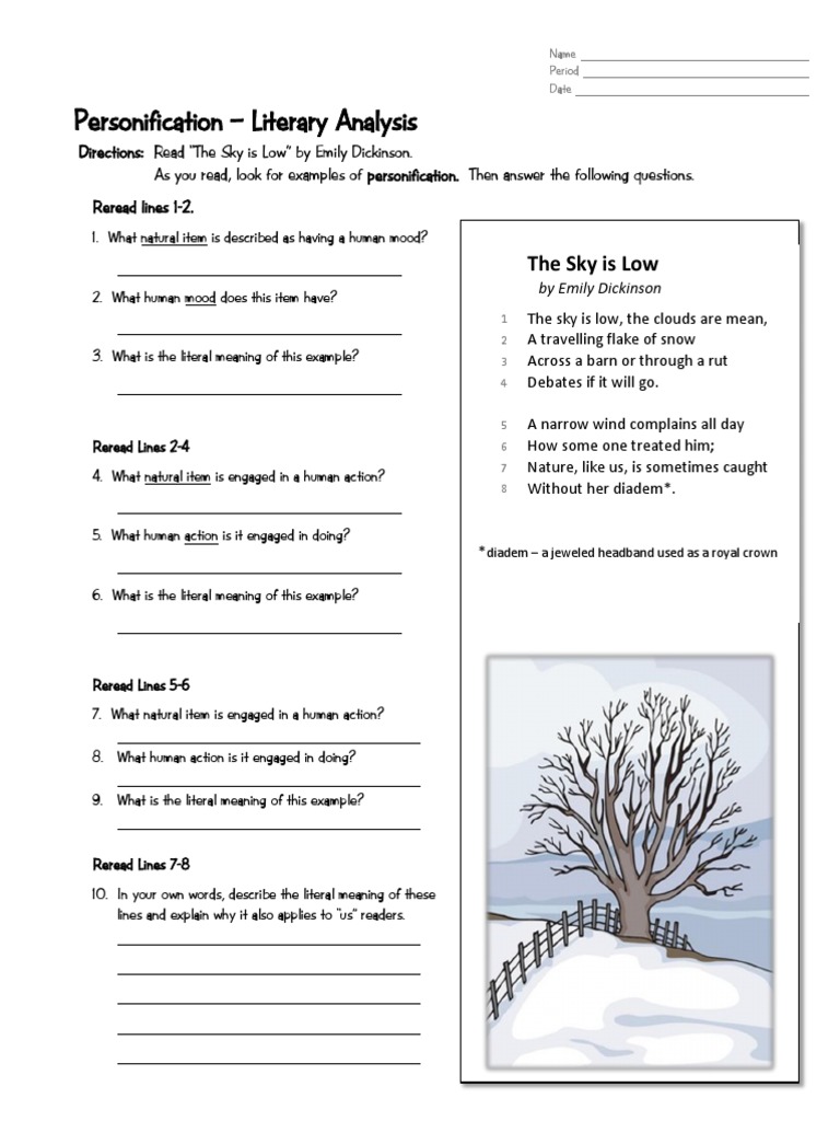 Personification - Literary Analysis: The Sky Is Low | PDF