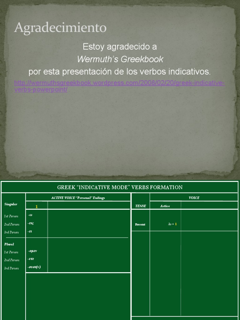 Agradecimiento: Estoy Agradecido A Por Esta Presentación de Los Verbos ...