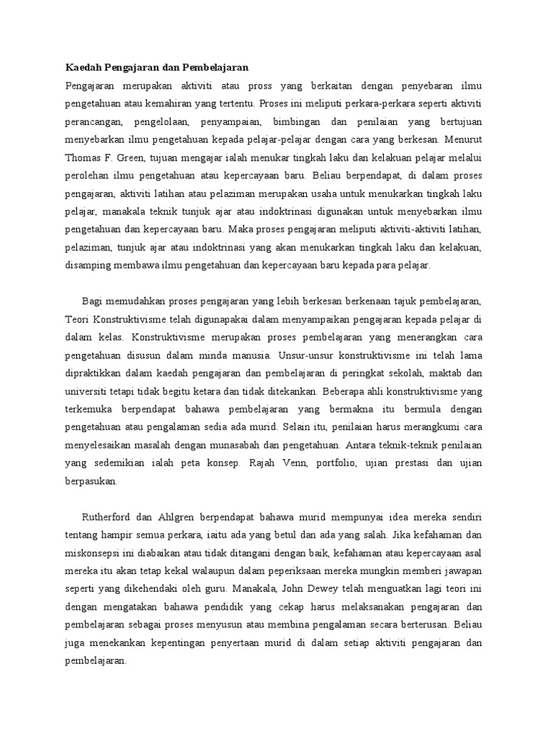 Contoh Kaedah Pengajaran Dan Pembelajaran | PDF