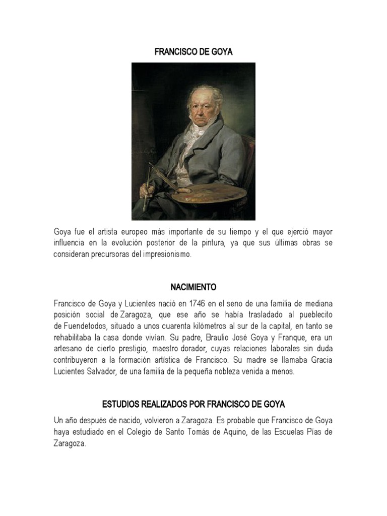 Francisco de Goya | PDF | Francisco Goya | Medios de arte